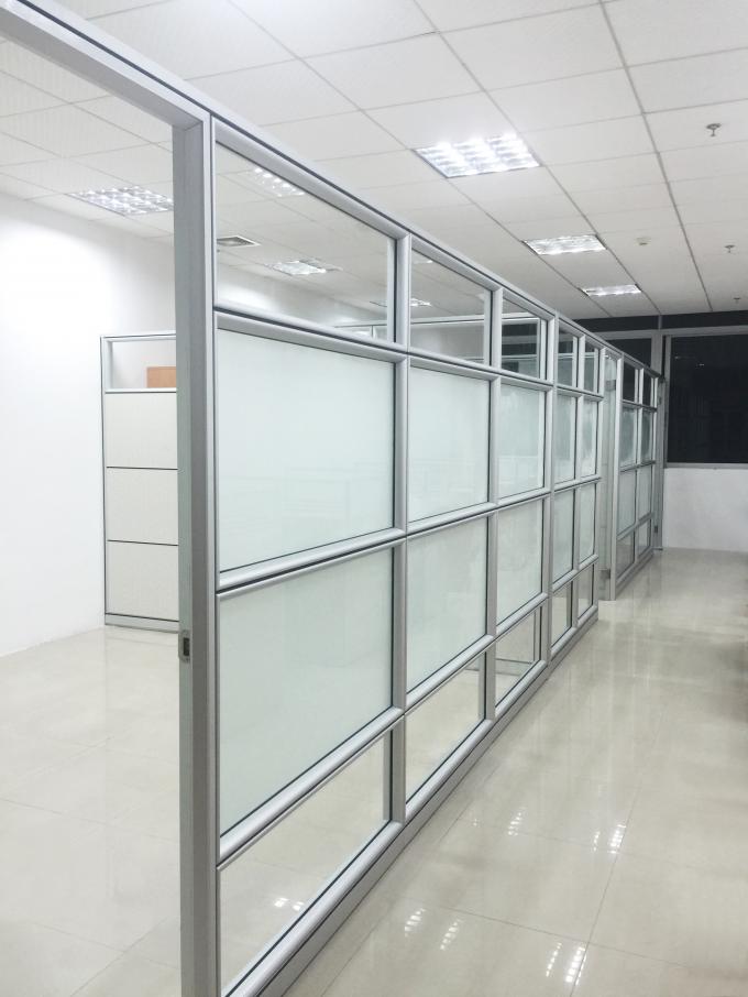 Anodized Frame Office Glass Partition Walls , Half Height Glass Partition